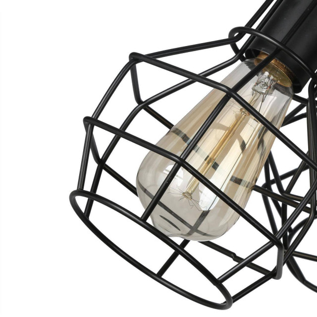 LNC 3-Light Industrial Pull-String Ceiling Lamp, Matte Black ...