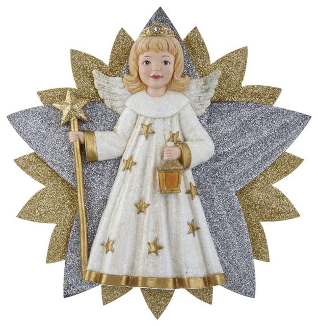 Kurt S. Adler Gold, German Angel Tree Topper, 9.5-Inch - Modern ...
