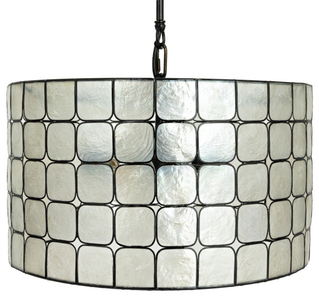 Capiz Shell Pendant Lamp, Black - Beach Style - Pendant Lighting - by ...