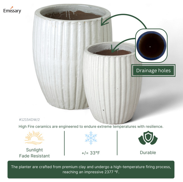 Ridges Planter Large, Distressed White 21x25 - Farmhouse - Indoor Pots ...