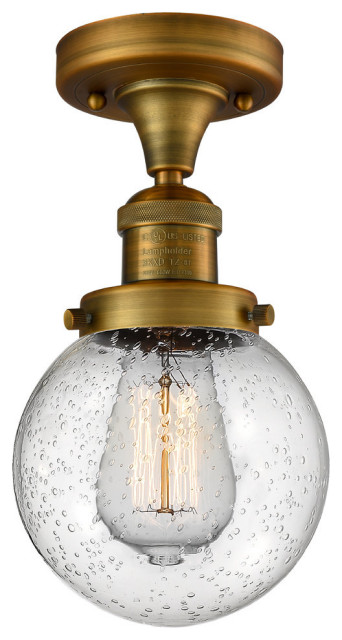 Innovations 1-LT LED Beacon 6" Semi-Flush Mount - Brushed Brass ...