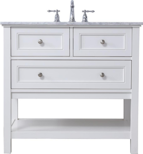 Elegant White Wood Vanity Set, Single - Transitional - Bathroom ...
