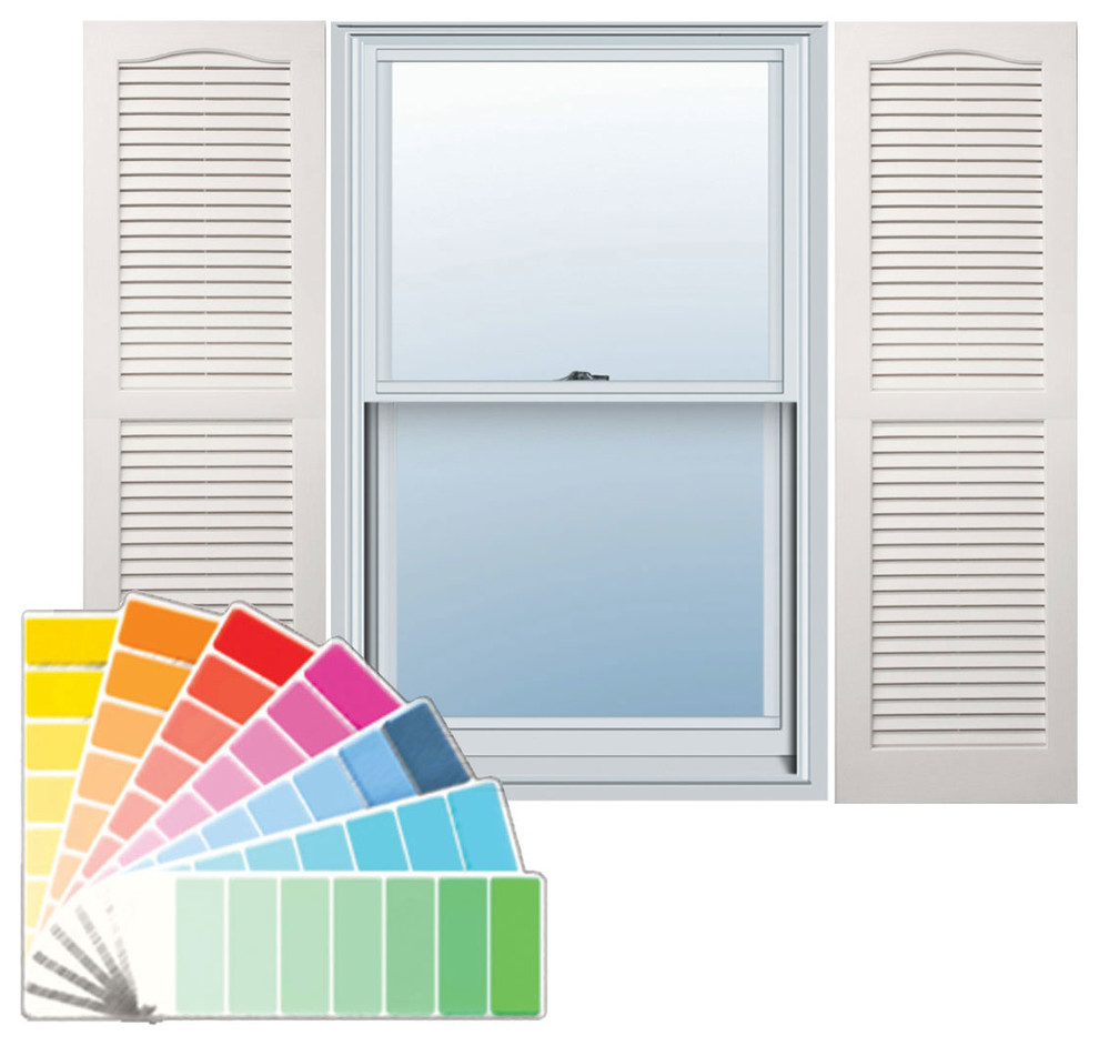 Builders Choice Vinyl Open Louver Shutters, w/ Shutter Spikes & Screws ...