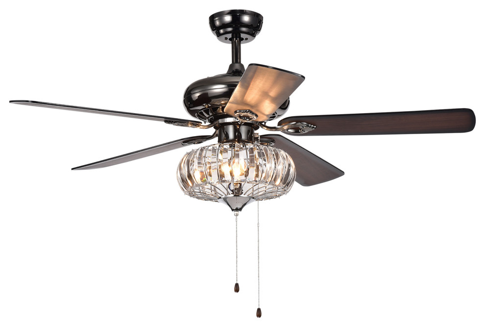 Chrysaor II 1-Light Crystal 5-blade 52-inch Pear Black Ceiling Fan ...