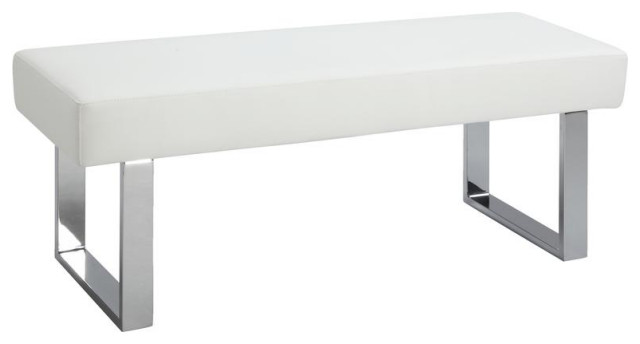 Contemporary Backless Long Bench, White - Contemporary - Upholstered ...