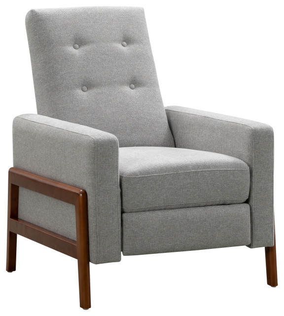 Crystal Fabric Pushback Recliner, Light Gray - Midcentury - Recliner ...