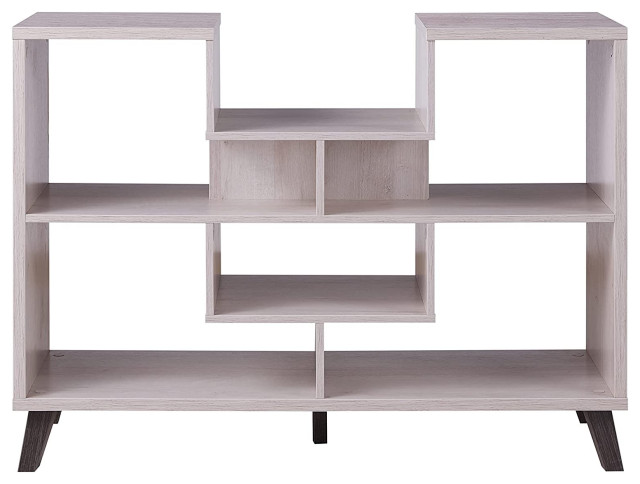 Modern Console Table, Geometric Multi Level Shelves With Open Back ...