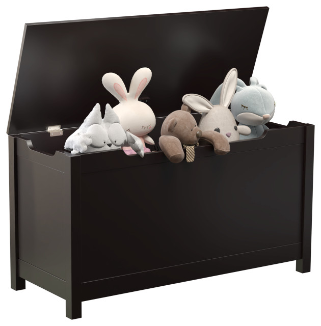 Wooden Kids' Toy Box Storage With Safety Hinged Lid Age 3 ...