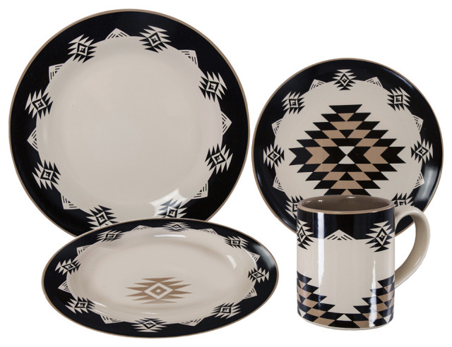 Chalet Aztec Dinnerware and Canister Set, 19 Piece - Southwestern ...
