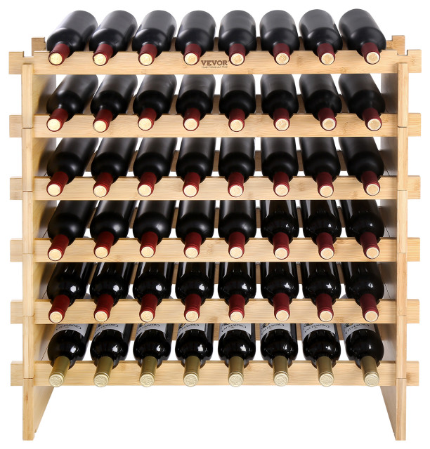 VEVOR Stackable Modular Wine Rack Bamboo Wood Display Shelf, 6 Tier ...