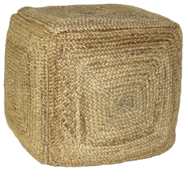 Natural Hemp Square Pouf - Beach Style - Floor Pillows And Poufs - by UStradeENT LLC | Houzz