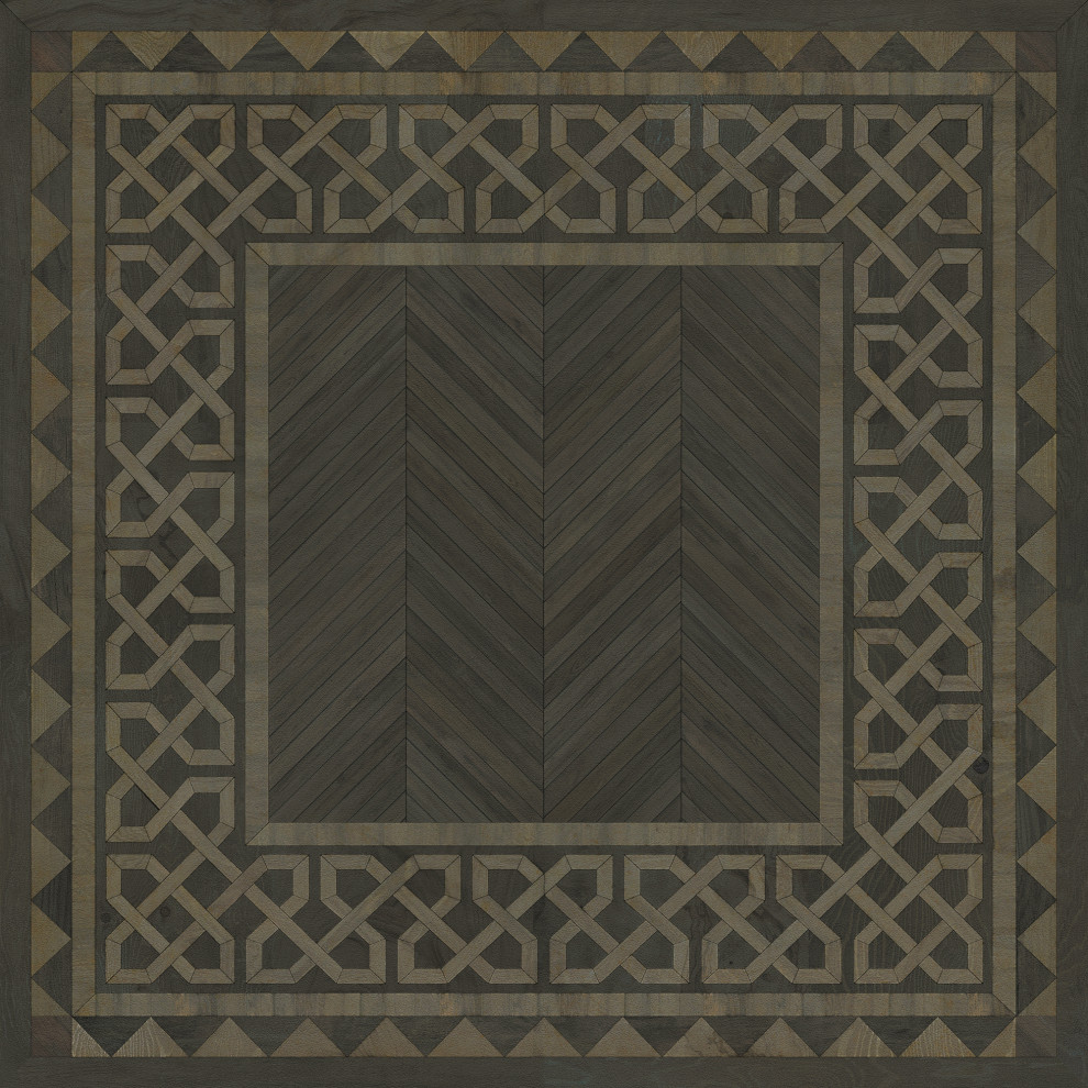 Artisanry University, Yale 48x48 Vintage Vinyl Floorcloth, Aged Black ...