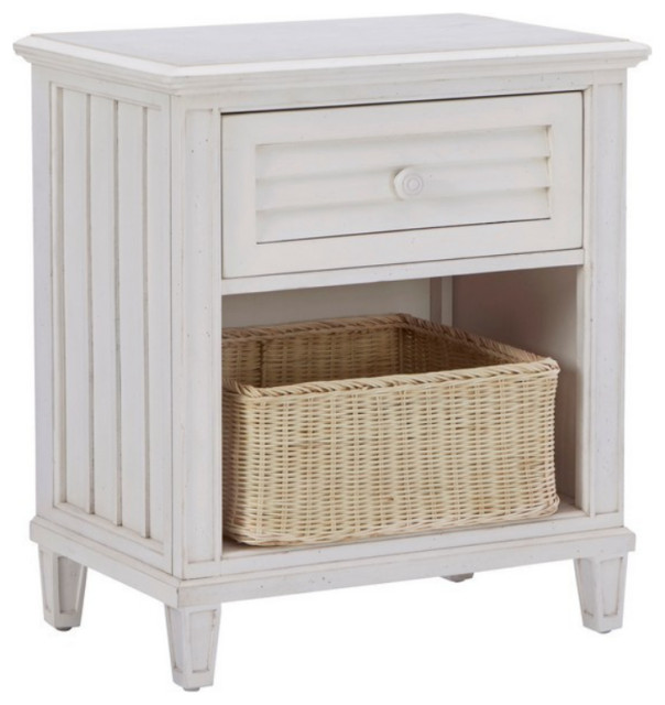 Cane Bay 1-Drawer Nightstand With Basket - Farmhouse - Nightstands And ...