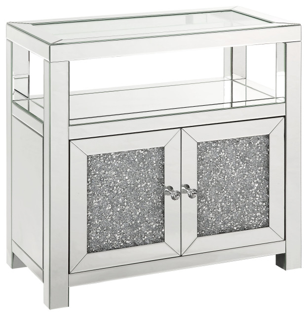 Noralie Cabinet, Clear Glass, Mirrored and Faux Diamonds - Contemporary ...