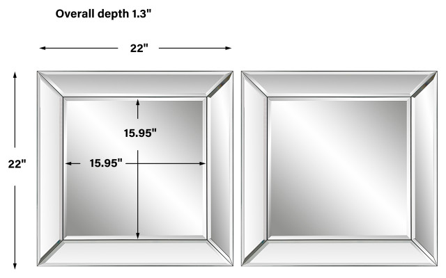 Contemporary 22" Parer Silver Mirror, 22-in W x 1.3-in D x 22-in H ...