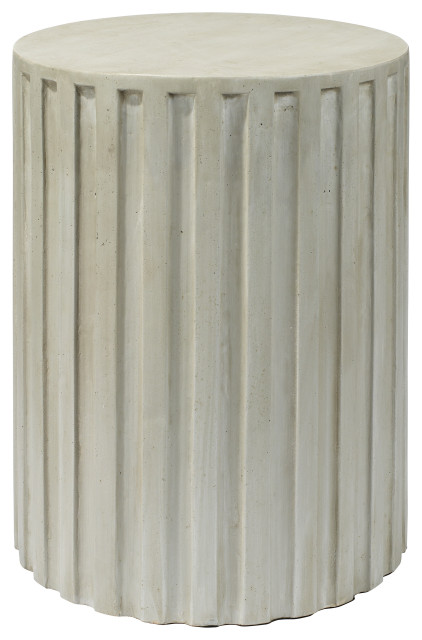 Gray Cement Fluted Column Side Table - Transitional - Side Tables And ...