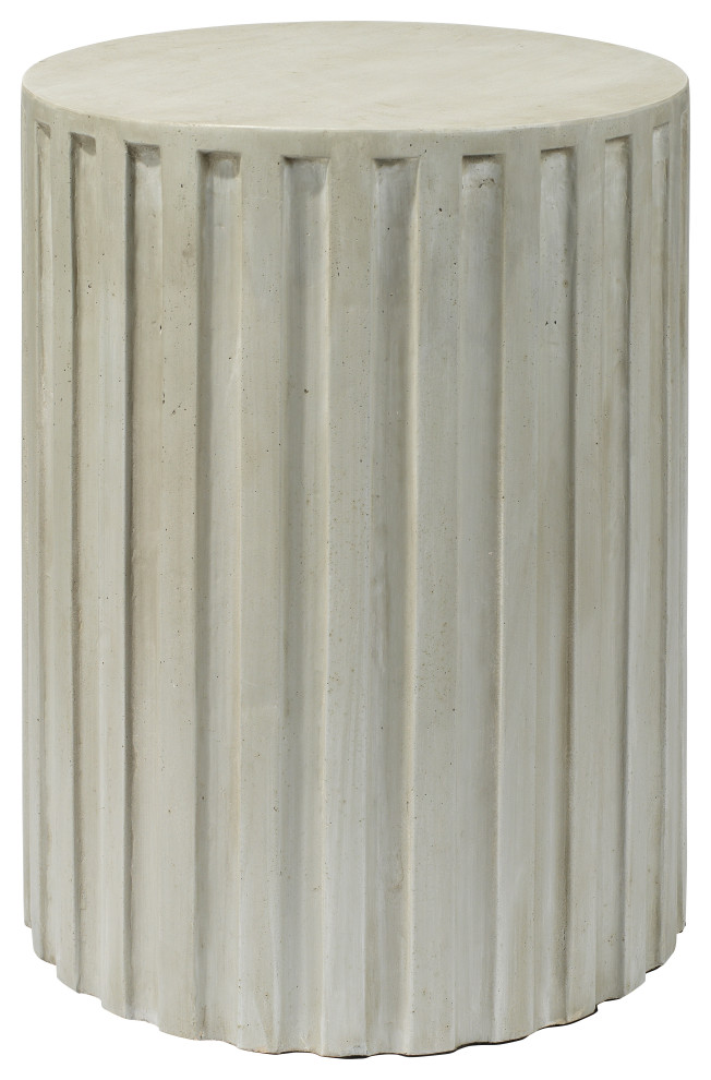 Gray Cement Fluted Column Side Table - Transitional - Side Tables And ...
