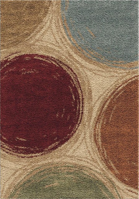 Orian Impressions Shag Sketching Circles Area Rug, Beige, 3711 8x11 ...