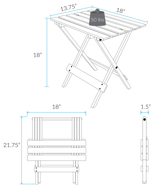 Portable Solid Wood Folding Side Table 2-Piece Set - Transitional ...