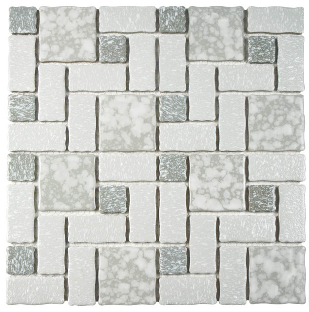 Academy Porcelain Mosaic Floor and Wall Tile, Grey, Sample ...