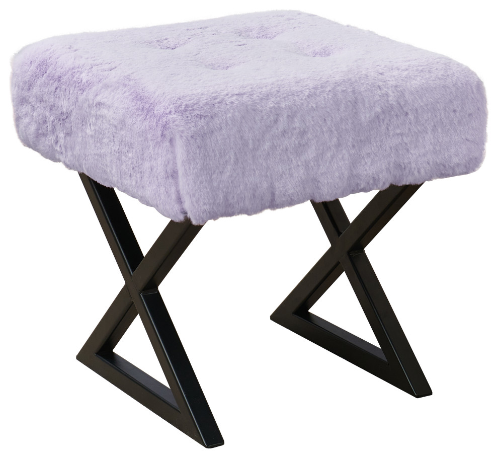Heavy Faux Fur Vanity Stool, 19''x19''x19'' - Contemporary - Vanity ...