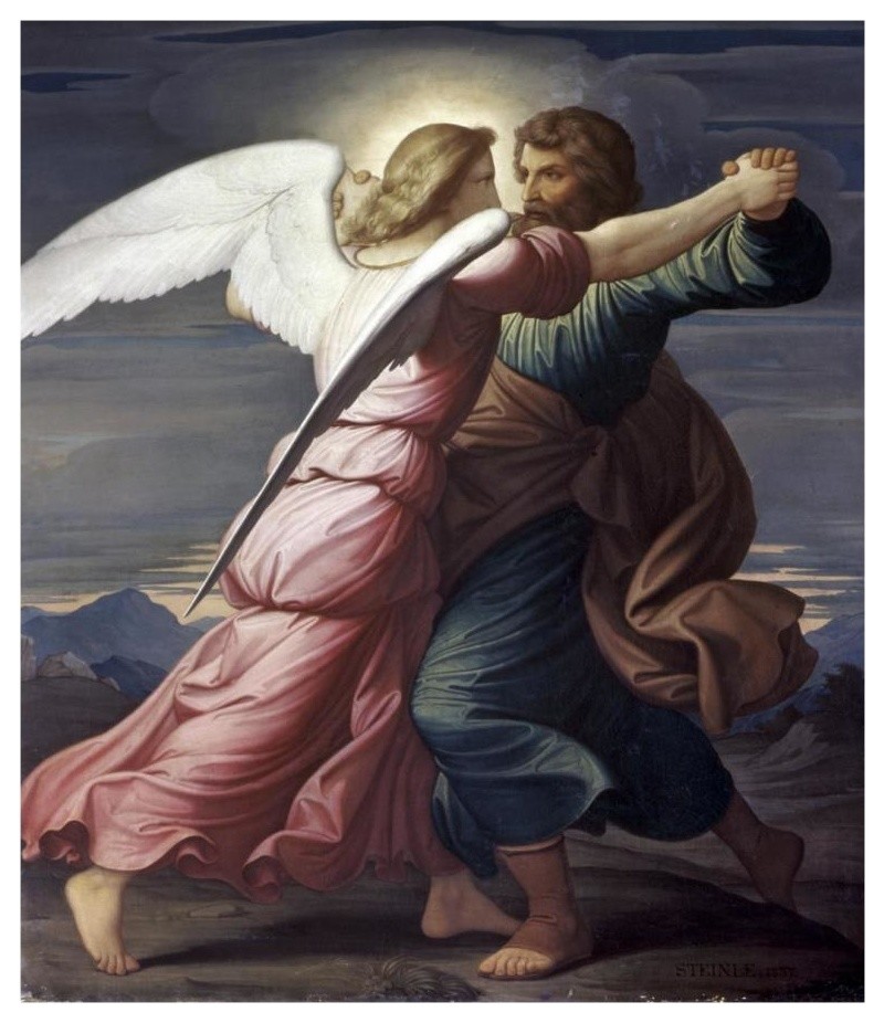 "Jacob Wrestles with an Angel" Paper Print by Edward Jakob von Steinle ...
