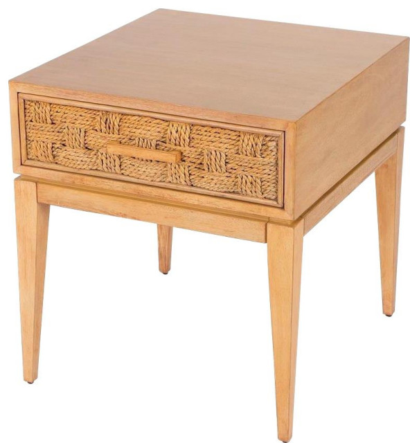 End Table Side Modern Tropical Villa Coastal Natural Distressed - Beach ...