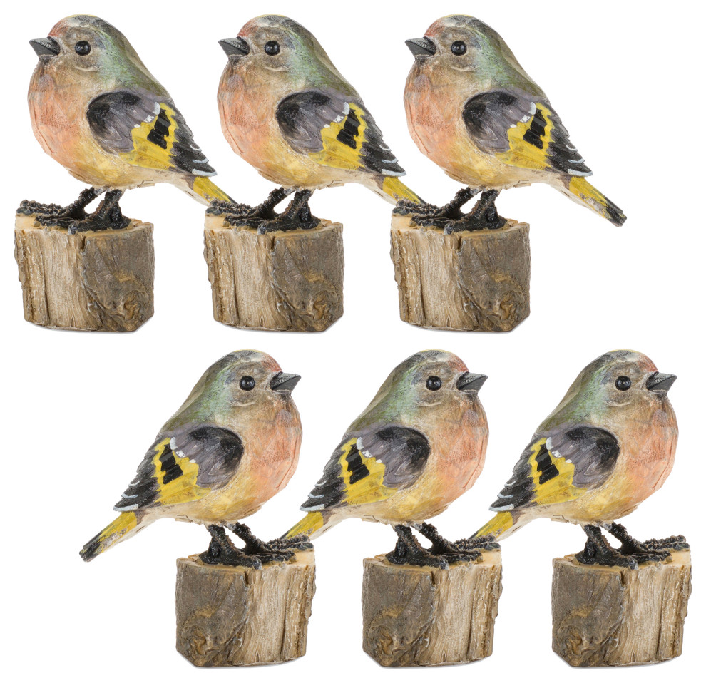Bird on Stump, 6-Piece Set - Rustic - Decorative Objects And Figurines ...