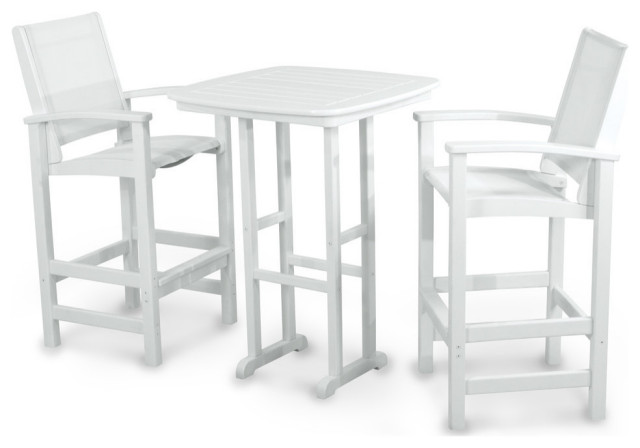 Polywood Coastal 3-Piece Bar Set - Beach Style - Outdoor Pub And Bistro ...