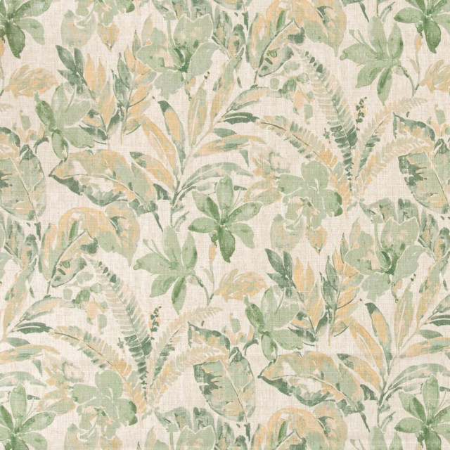Green Performance Floral Leaves Botanical Print Upholstery Fabric by ...