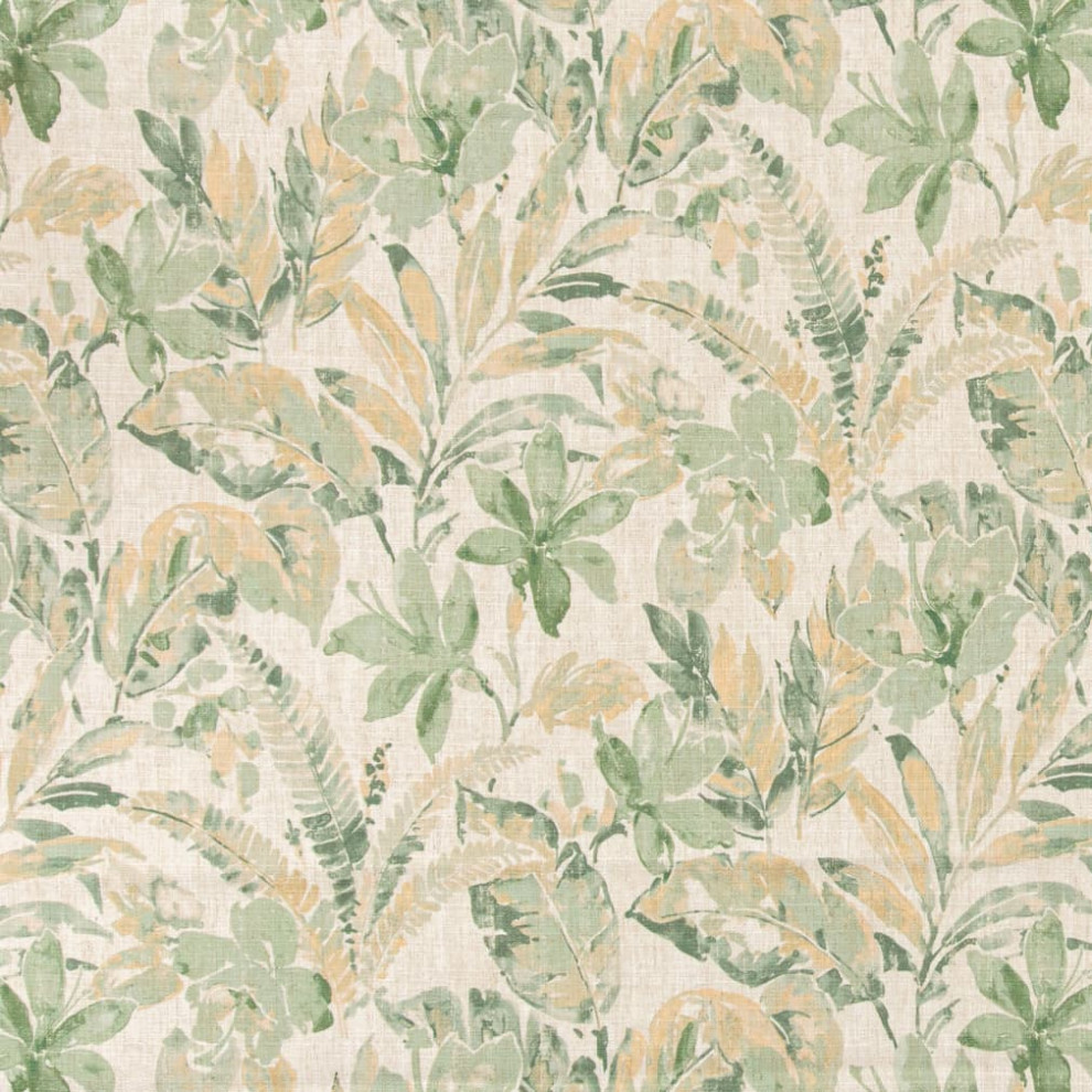 Green Performance Floral Leaves Botanical Print Upholstery Fabric by ...