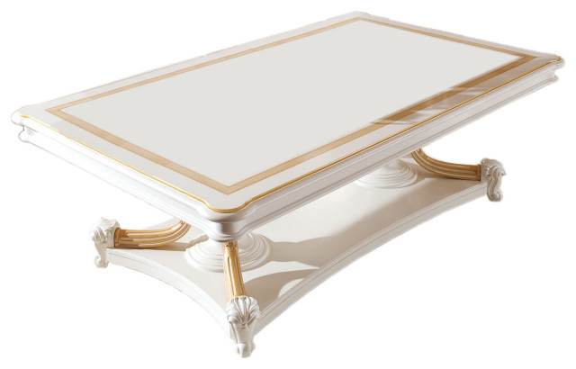 White and Gold Wood Coffee Table - Traditional - Coffee Tables - by ...