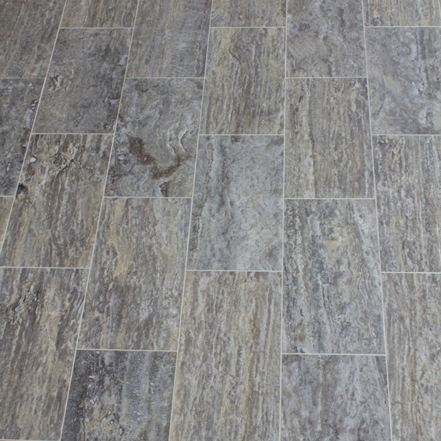 12"x24"x.5" Silver Travertine Tile Vein, Cut Filled, Polished- 20 boxes ...