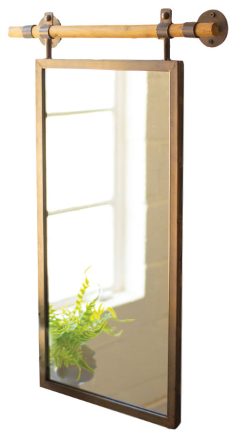 31" Minimalist Metal Frame Wall Mirror Rustic Mounted Suspended Vanity ...