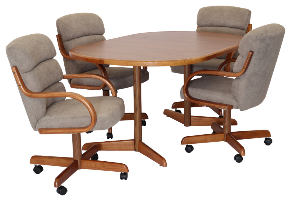 5-Piece 42x[42/60] Caster Dining Set Laminate Table Top & Stone Caster ...