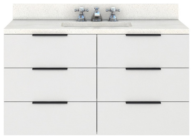 RoomAndLoft Soho 42" Wood Bathroom Vanity in White - Quartz Top & 1 ...