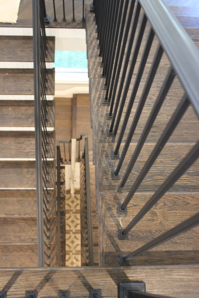 Custom Wrought Iron Dixie Cap Handrail with Square Balusters & Newels ...