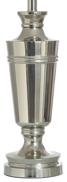 Steel Table Lamp With Urn Base Shape Polished Nickel Shade Off-White ...
