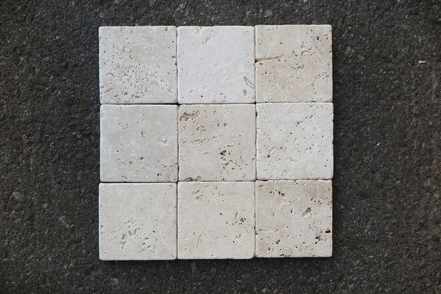 Durango Travertine Tiles, Tumbled Finish, Sample - Traditional - Wall ...