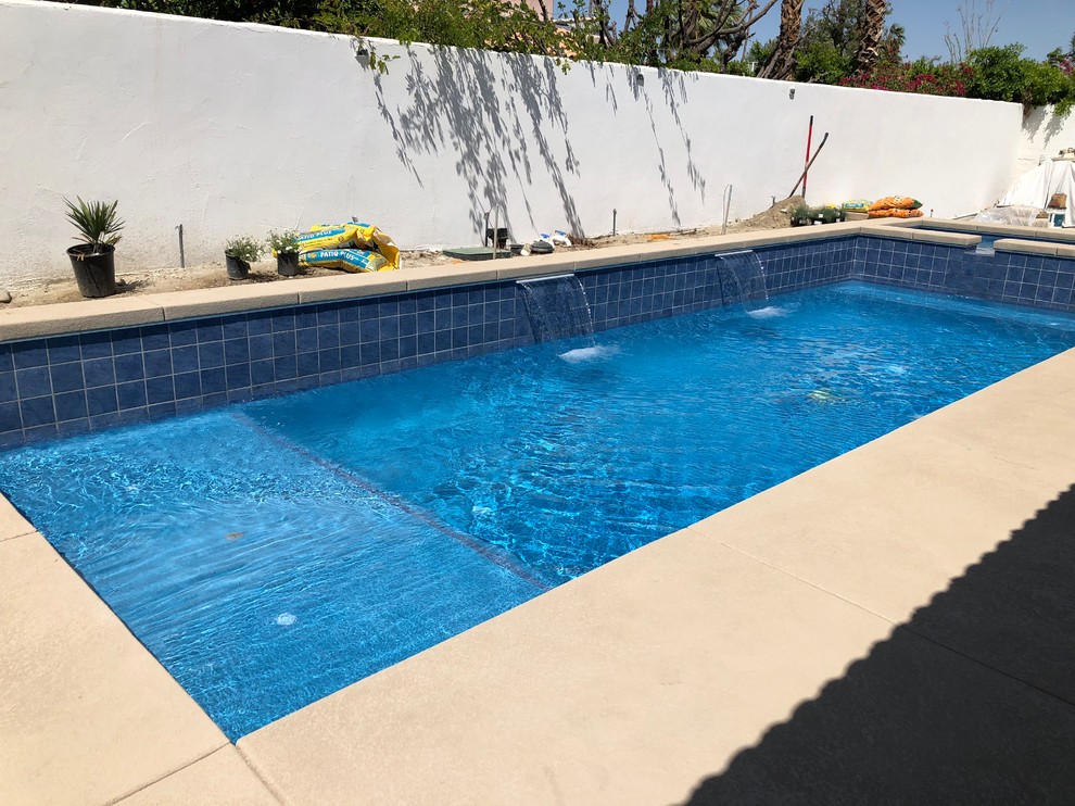 New Palm Springs Pool with Tahoe Blue Quartz Plaster - Contemporary ...