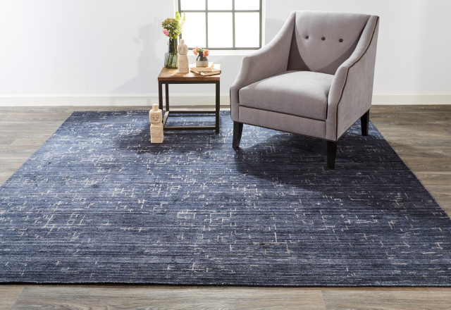 Feizy 8694FNVY Lennox Hand Woven Blue / Ivory Area Rugs, 5' x 8 ...