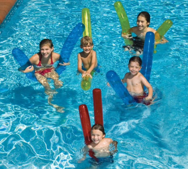 Set of 6 Inflatable Blue and Red Swimming Pool Doodles 72" - Modern ...