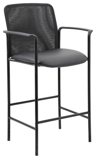 Scranton & Co 28.5" Modern Vinyl/Mesh Counter Stool with Arms in Black ...