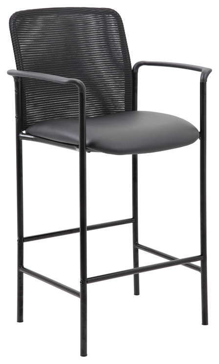 Scranton & Co 28.5" Modern Vinyl/Mesh Counter Stool with Arms in Black ...