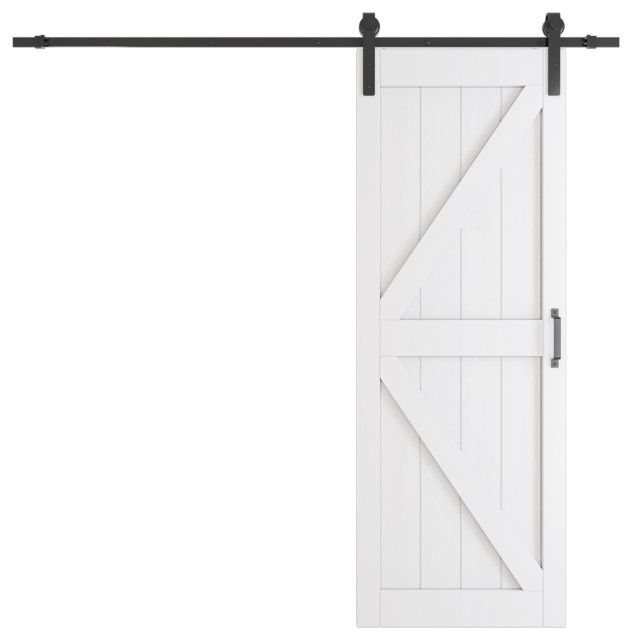 MDF Wood K Shape Barn Door with Installation Hardware Kit Water-Proof ...