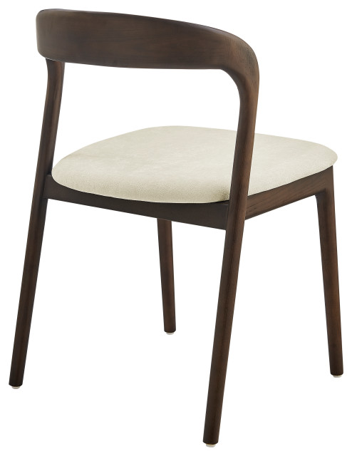 Estelle Side Chair With Natural Fabric Seat and Dark Walnut Frame Set ...