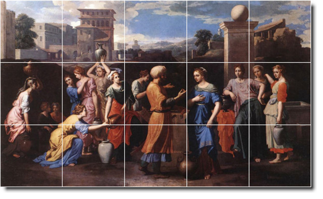 Nicholas Poussin Religious Painting Ceramic Tile Mural #37, 60" Wide x ...