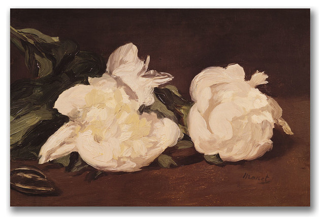 'Branch of White Peonies' Canvas Art by Edouard Manet, 16" x 24 ...