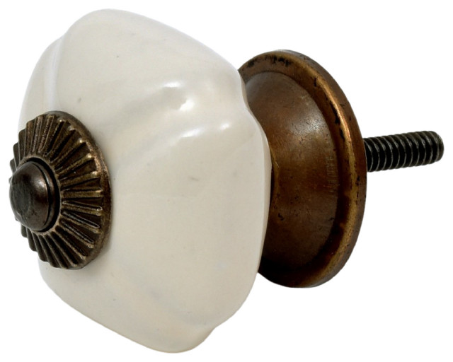 Set of 4 Solid Cream Ceramic Cabinet Knobs - Traditional - Cabinet And Drawer Knobs - by ...