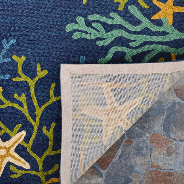 Couristan Covington Sea Water Indoor/Outdoor Area Rug, 7'10" Round ...